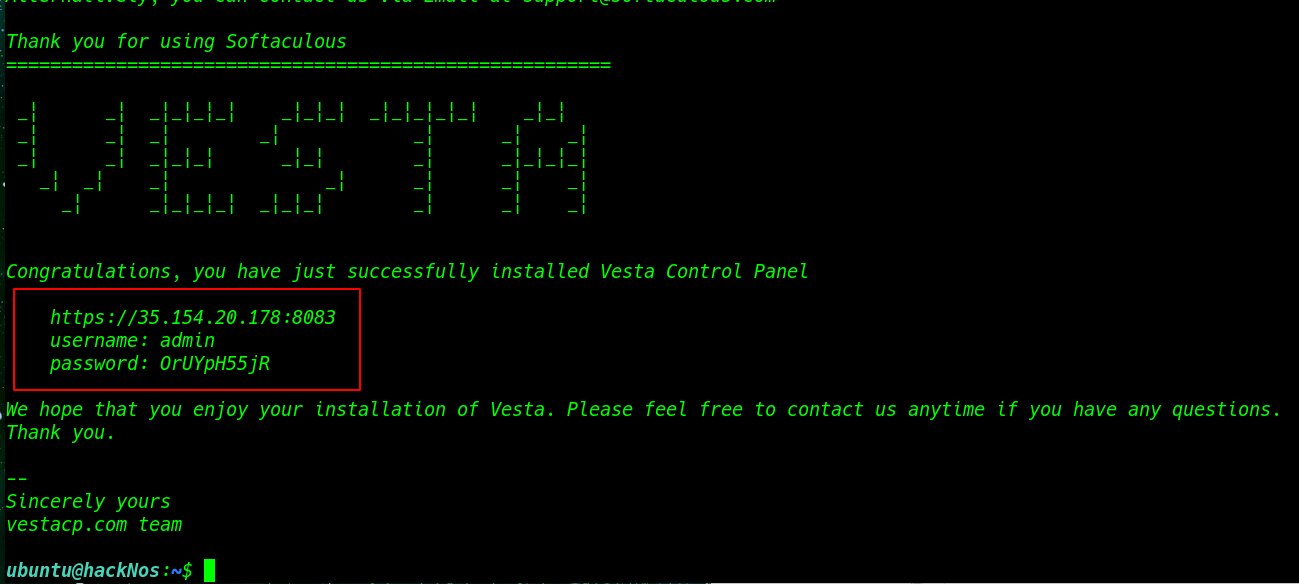 vestacp install on ubuntu linux server - Vesta Cpanel Installation