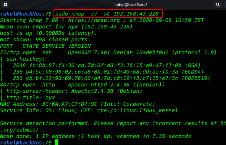 Nyx: 1 Vulnhub Walkthrough - HackNos nyx 1 vulnhub writeup