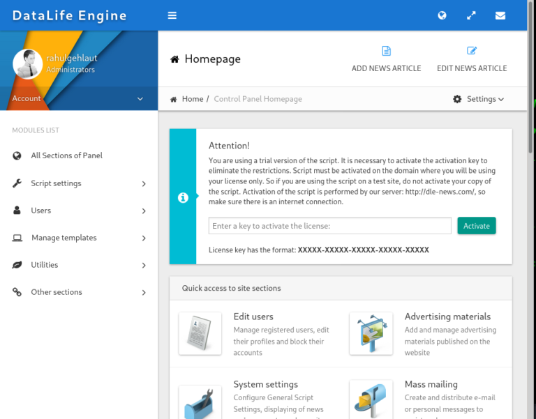 DataLife Engine Installation - Data Life Engine Demo Install